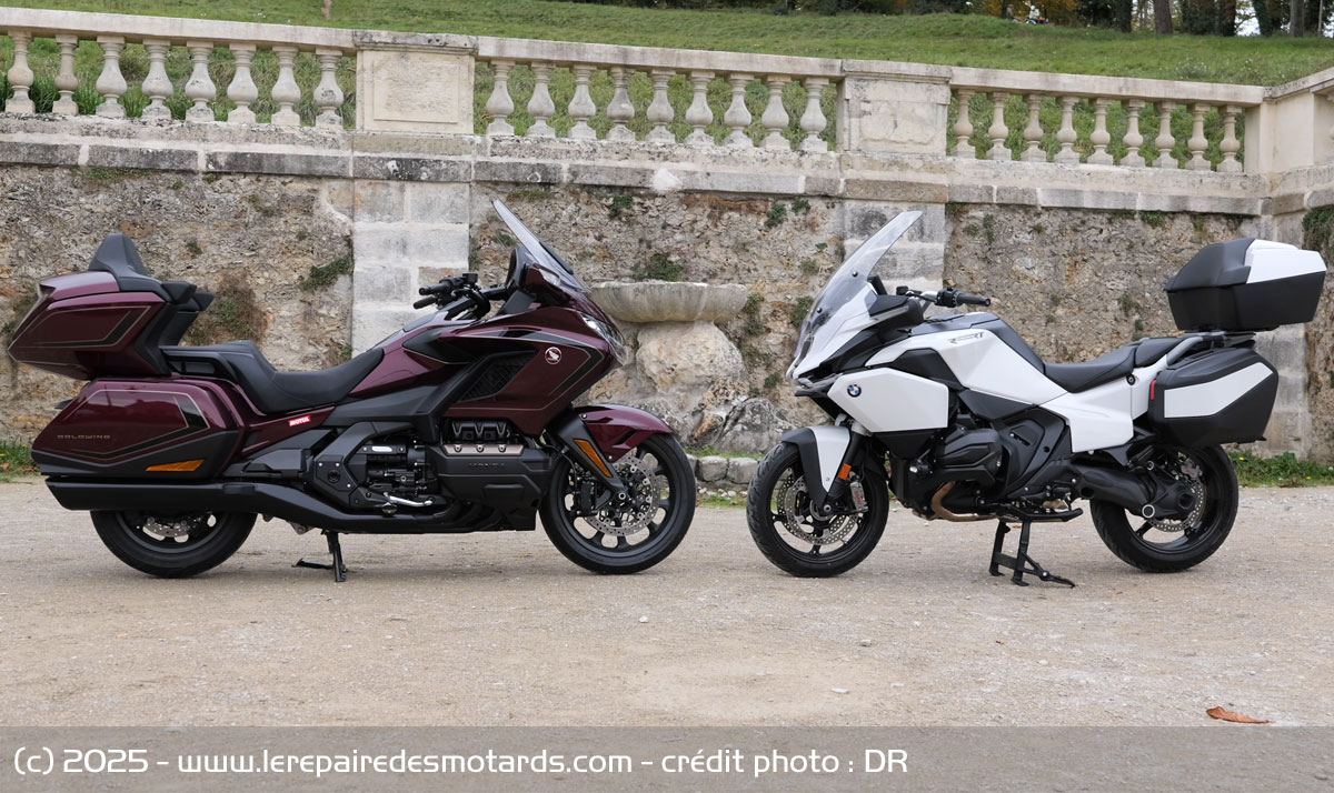 Essai comparo Honda GoldWing 1800 Tour et BMW R 1300 RT