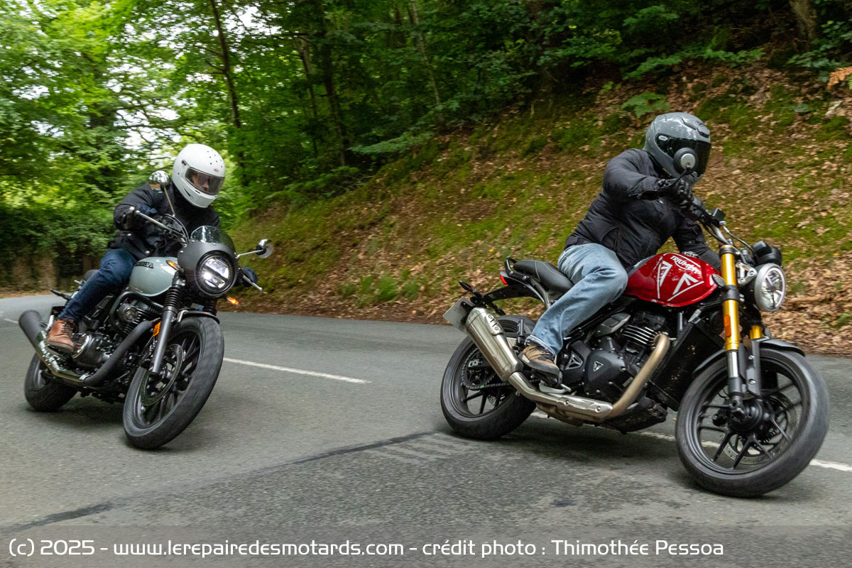 Essai comparatif Honda GB350S et Triumph Speed 400